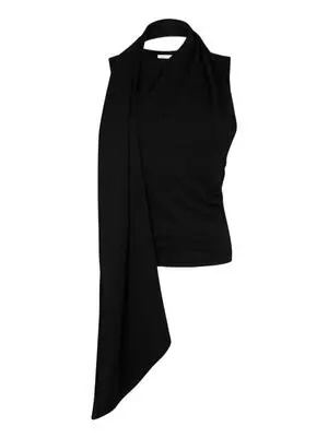 AMI Paris Sleeveless Blouse With Draped Detail - Black