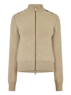 BURBERRY Burberry Zip-Up Ribbed Knit Cardigan