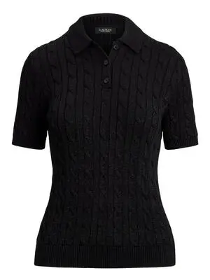 Ralph Lauren Cable-knit Polo Top - Black