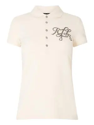 Ralph Lauren Leather Short Sleeve Polo Shirt - White