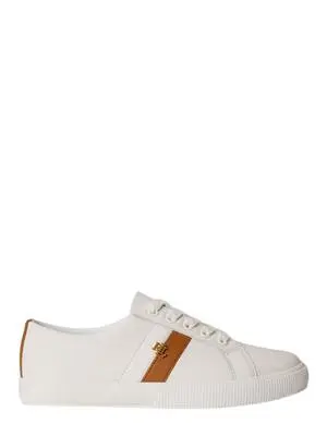 Ralph Lauren Lace-up Low-top Sneakers With Gold-tone Branding - White