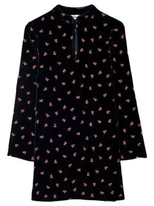 RIXO RIXO Calla Mini Dress With High Neck And Long Sleeves