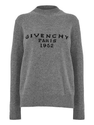 Givenchy Mock Neck Knit Sweater With Graphic Detail - Gray