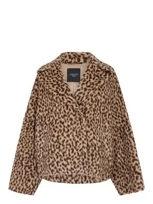 Max Mara Leopard Print Faux Fur Coat - Brown