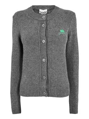 GANNI Wool Merino Cardigan - Gray