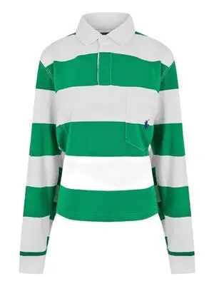 Polo Ralph Lauren Striped Rugby Shirt With Collared Neck - Green