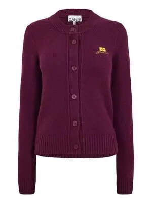GANNI Button-front Fine Knit Cardigan - Red