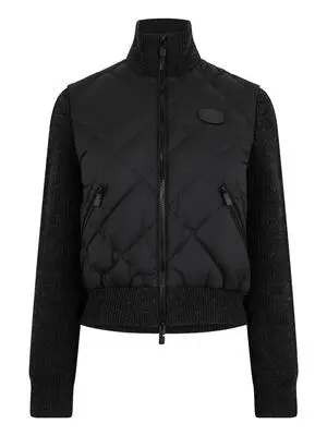 Burberry Quilted Bomber Jacket With Knit Sleeves - Black