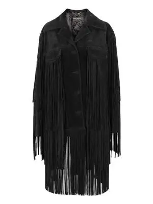Dolce & Gabbana Suede Fringe Leather Jacket - Black