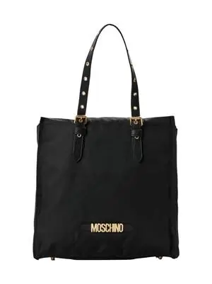 Moschino Nylon Tote Bag With Embellished Straps - Black