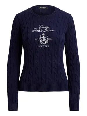 RALPH LAUREN Ralph Lauren Cable-Knit Crewneck Sweater With Embroidered Crest