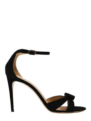 FERRAGAMO Salvatore Ferragamo Black Suede Bow Detail Stiletto Sandals Multicolor