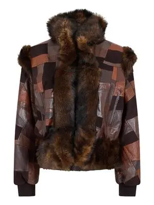 Chloé Color Blocked Jacket With Fur Accents - Black