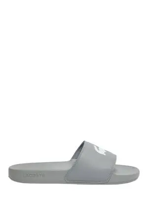 Lacoste Open Toe Pool Slippers With Logo Detail - Gray