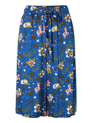 Gucci Printed Wide Leg Culottes - Blue
