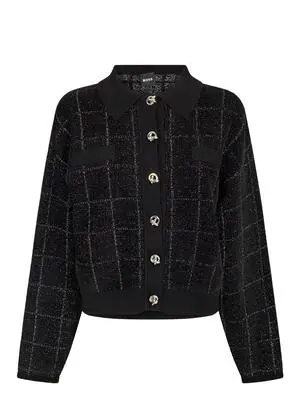HUGO BOSS Hugo Boss Textured Check Knit Cropped Jacket