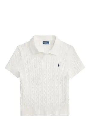 Polo Ralph Lauren Cable Knit Short Sleeve Polo Shirt - White