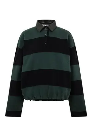 Acne Studios Striped Long Sleeve Polo Shirt - Black