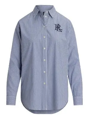 Ralph Lauren Striped Shirt With Logo Embellishment - Blue