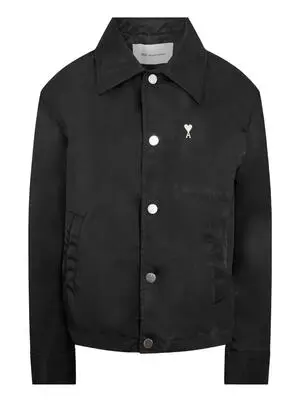 AMI Paris Shirt Jacket With Snap Buttons And Side Pockets - Black