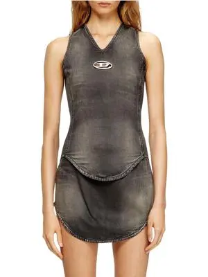 DIESEL® Sleeveless V-neck Top With Emblem - Nude