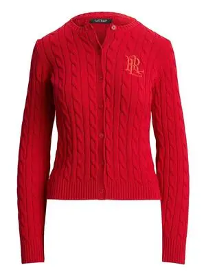 Ralph Lauren Cable Knit Cardigan With Logo Embroidery - Red