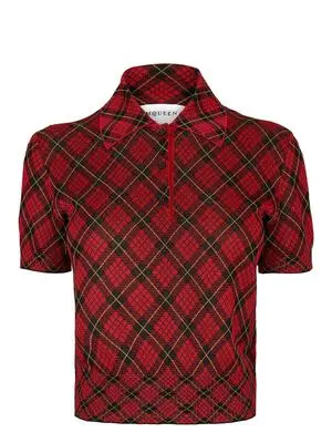 Alexander McQueen Checked Knit Polo Shirt - Red