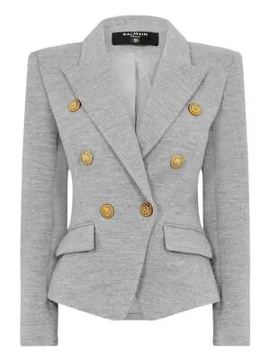 Balmain Notched Lapel Double-breasted Jacket - Gray