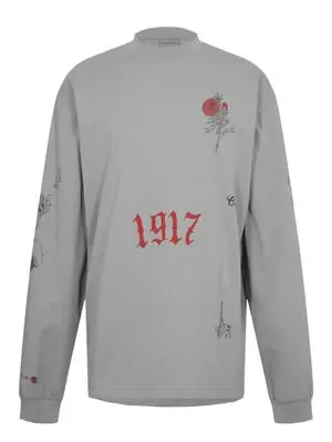 Balenciaga Printed Long-sleeved T-shirt - Gray