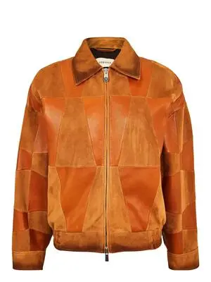 Versace Paneled Leather Jacket - Orange