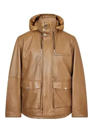 Hugo Boss Molero Leather Jacket - Brown