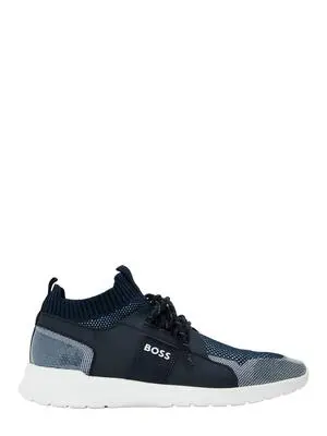 Hugo Boss Knitted Low-top Trainers With Lace-up Fastening - Black