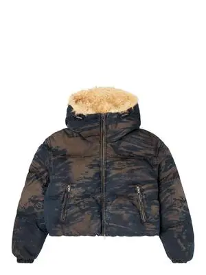 DIESEL® Cropped Padded Jacket With Abstract Print - Black