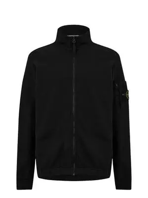 Stone Island Logo Zip-up Sweatshirt - Black