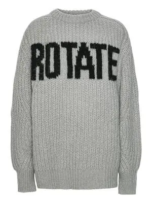 ROTATE BY BIRGER CHRISTENSEN Logo Detail Long Sleeve Sweater - Gray