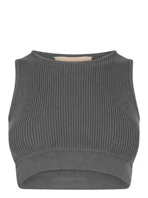 Fear Of God Logo Detail Ribbed Cropped Vest - Black