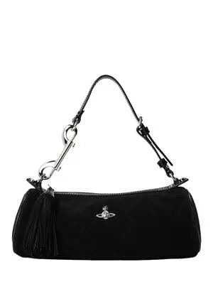 VIVIENNE WESTWOOD Suede Cylindrical Shoulder Bag - Black