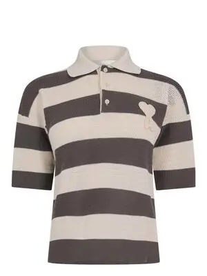 AMI Ami Paris Striped Knit Polo Shirt