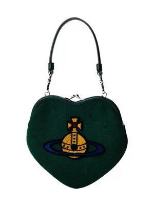 VIVIENNE WESTWOOD Heart Shaped Handbag With Embroidered Logo - Black