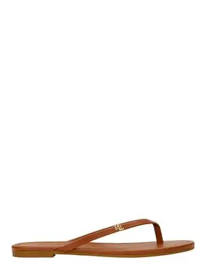 Ralph Lauren Open Toe Logo Detail Flat Sandals - Brown
