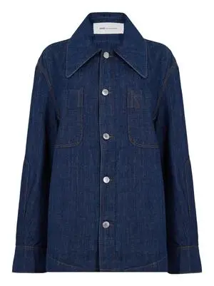 AMI Paris Embroidered Shirt Jacket - Blue