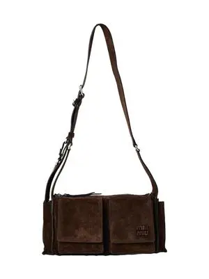 Miu Miu Suede Crossbody Bag - Black