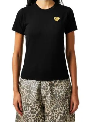 Play Comme Des Garcon Logo Crew Neck T-shirt - Black