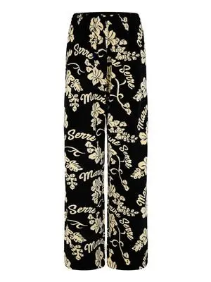 MARINE SERRE Printed Wide Leg Pants - Black