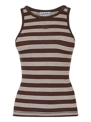 GANNI Striped Sleeveless Vest - Red