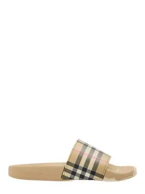 Burberry Burberry Checkered Open Toe Flat Slippers Nude