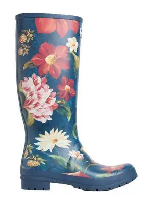 Barbour Floral Print Waterproof Tall Boots - Blue
