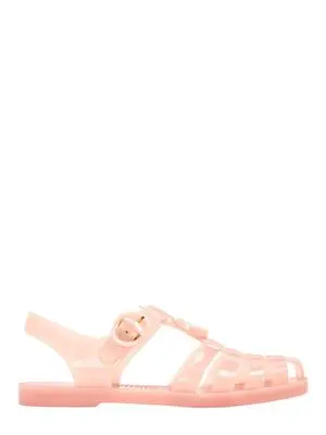 Gucci Open-toe Flat Jelly Sandals With Buckle Fastening - Nude
