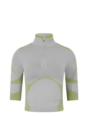 Casablanca Casablanca High Neck Half-Zip Top With Logo Detail Gray