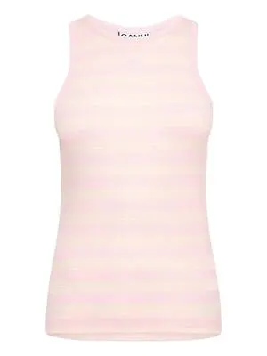 GANNI Striped Cotton Racerback Tank Top - Pink